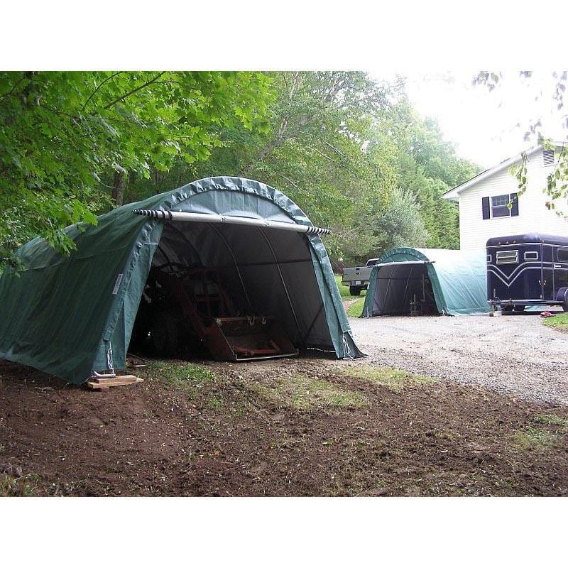 Rhino Shelters 12' x 24' x 8' Extended Instant Garage GA122408RGN Round ...